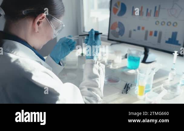 Medical science laboratory with biotech scientist developing medicine ...