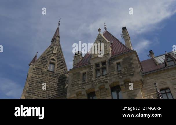 Moszna Castle Eclectic Styled Building Courtyard Blue Sky Baroque ...