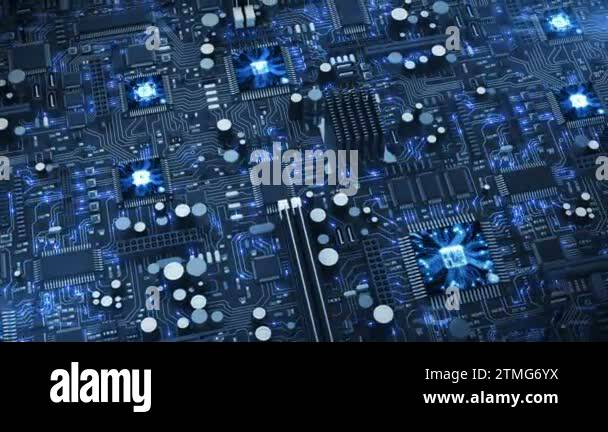 Beautiful 3d animation of the Endless Motherboard with Moving Light Signals and Working ...