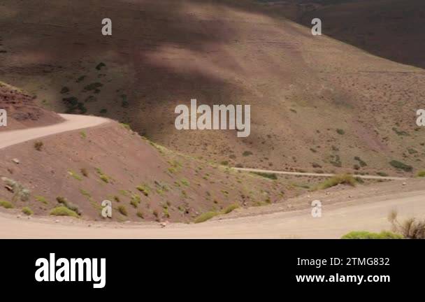 dusty gravel road of the iconic ruta 40 leading through the arid desert of Argentina Stock Video ...