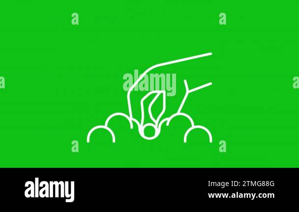 Animated sowing white line icon. Putting seed into ground animation ...