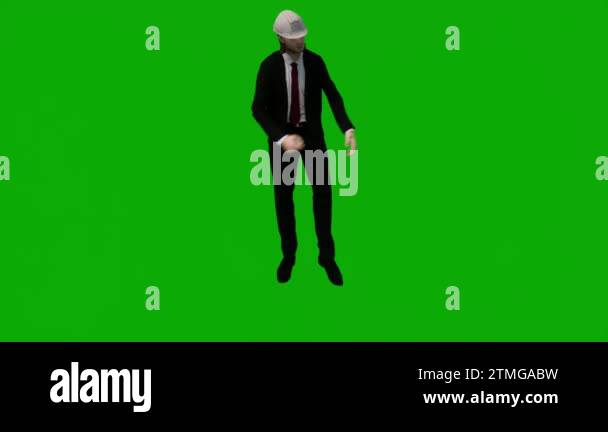 3d male contractor engineer animated on green screen talking walking ...