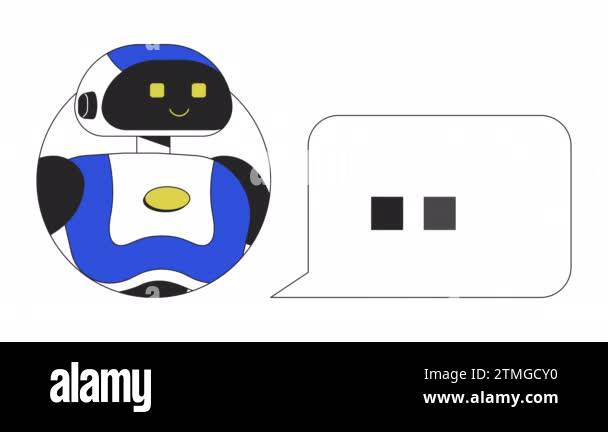 AI with chat bubble animation. Animated bot avatar 2D cartoon flat ...