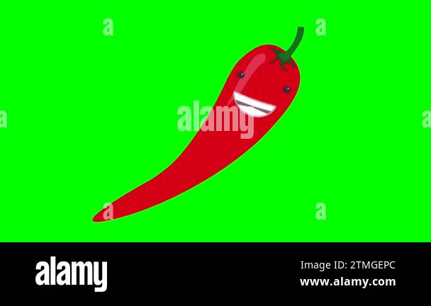 Cartoon childish talking chili pepper loop with alpha channel ...