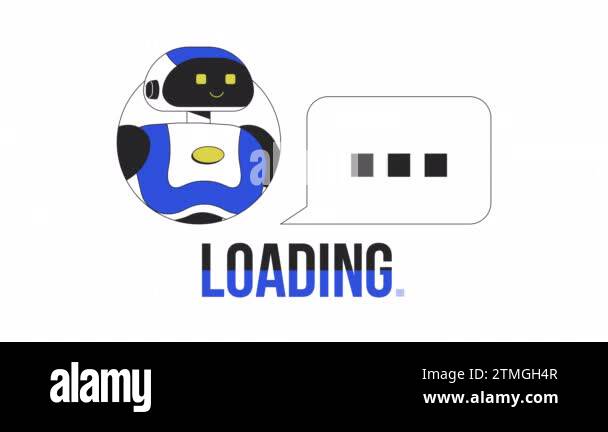 AI with chat bubble loader animation. Bot with ellipsis. Flash message ...