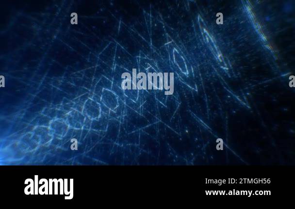 Motion graphic flying under digital technologic tunnel.3D Big Data Digital tunnel square with ...