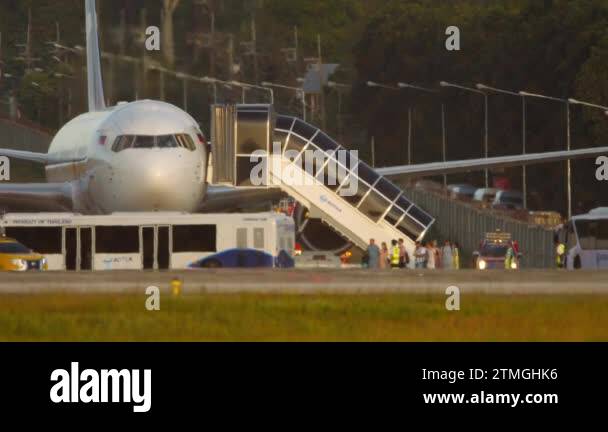 PHUKET, THAILAND - FEBRUARY 4, 2023: Azur Air passengers evacuated ...