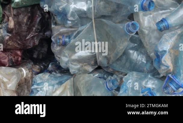 Plastic bottles collected waste pile, recyclable material, PET bottles ...