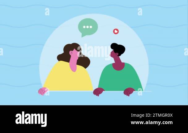 young couple speaking characters animation ,4k video animated Stock ...