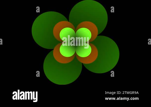 Animated green logotype in cloverleaf shape. Rotating and flickering ...