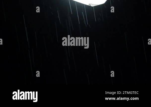 Raining Night and street light. 4k footage Rain Drops Falling in ...
