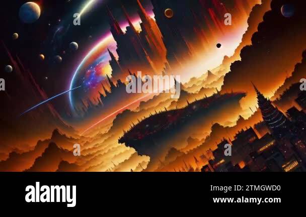 Futuristic cosmic animation with deep space, galaxy, and futuristic ...
