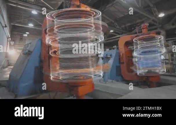 Automated production line at a furniture factory. Furniture board ...