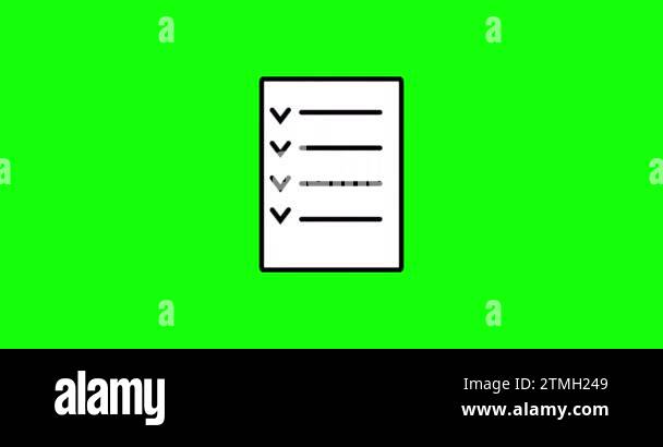 Animated Icon of the list with text and check marks isolated on green ...