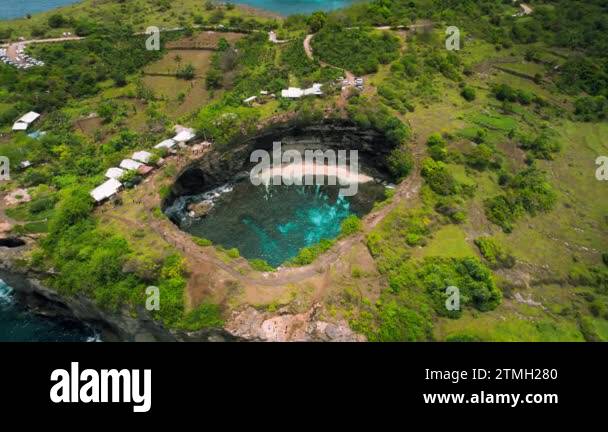 Tourist must visit Broken beach in Bali Island Indonesia. Aerial view ...