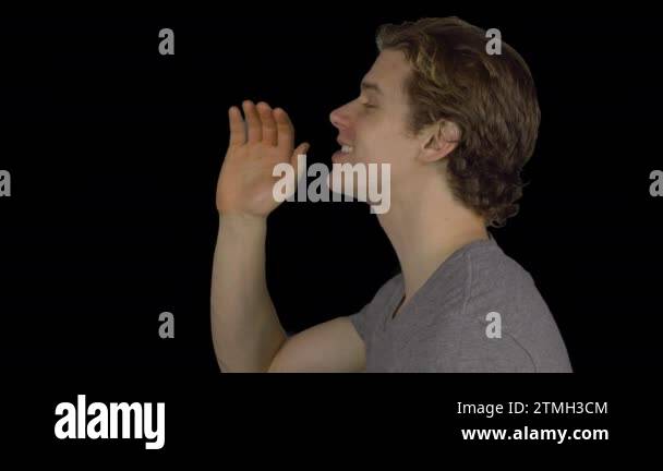 Profile of man calling out (Transparent Background Stock Video Footage ...