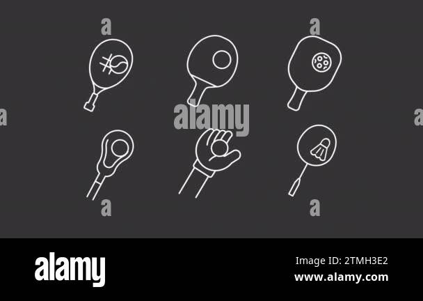 Racket games white line animation. Hit and catch ball. Ping pong and ...