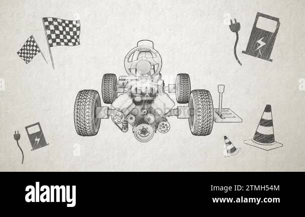 Hybrid car, Electronic, hydrogen, lithium ion battery echo car. sketch ...