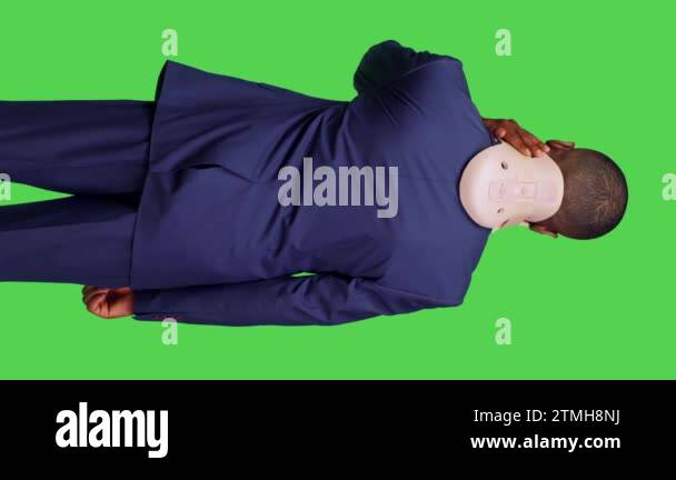 Vertical video: Back view of young adult with fracture using cervical ...