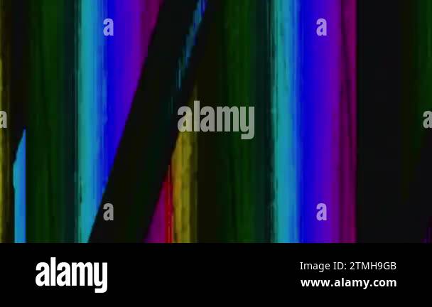 Color glitch analog distortion. Transition effect. Pink blue yellow ...