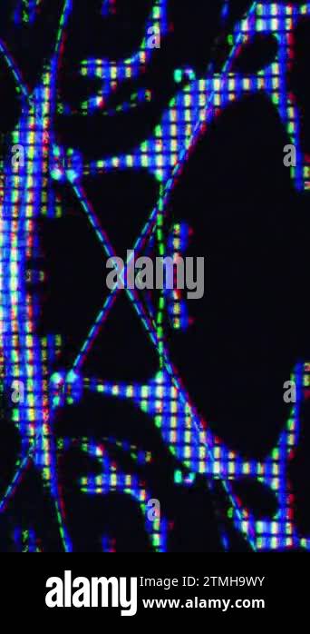 Vertical video. Digital art. Glitch light. Sci-Fi technology ...