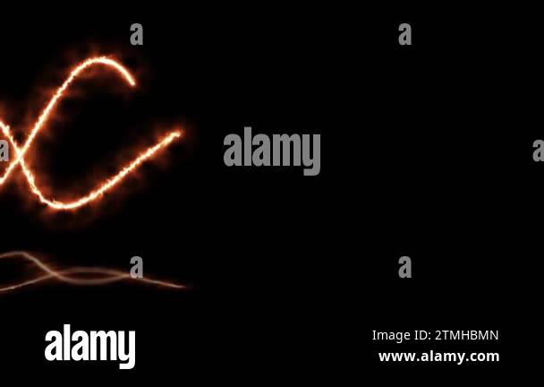 Glowing line loop abstract 4K moving animation with orange neon fire ...