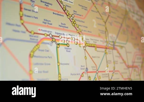 Subway metro live map Camera shot computer screen underground railway ...