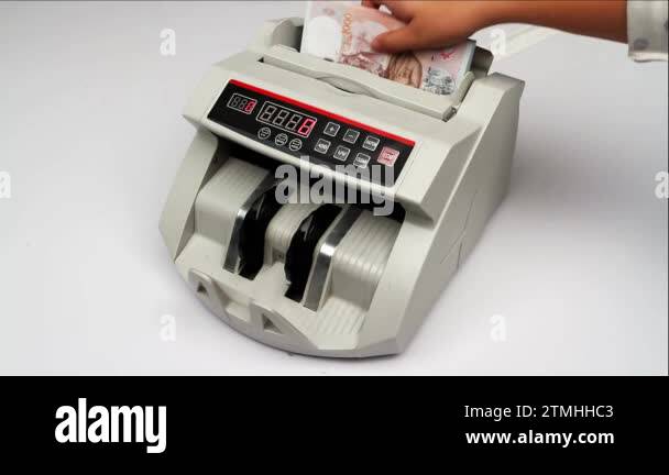 dollar bills from money counter machine. Currency, detector counting ...