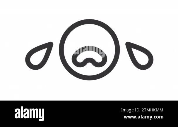 Animated tearful child linear icon. Toddler crying. Parenting issue ...