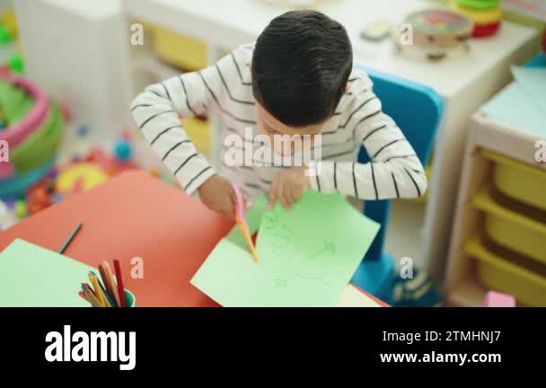 Kindergarten cutting scissors classroom Stock Videos & Footage - HD and ...