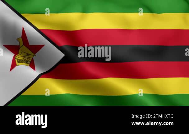 Zimbabwe Flag video waving in wind. Zimbabwe Flag Wave Loop waving in ...