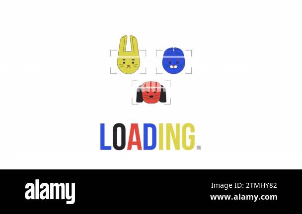 Computer vision loader animation. AI image recognition. Flash message 4K video footage. Isolated ...