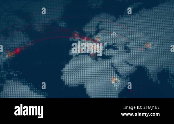 World map with different targets for cyber attack. Hacking and ...