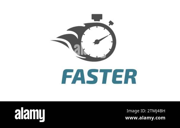 Faster logo - stopwatch as fire - ungent rapid concept Stock Video ...