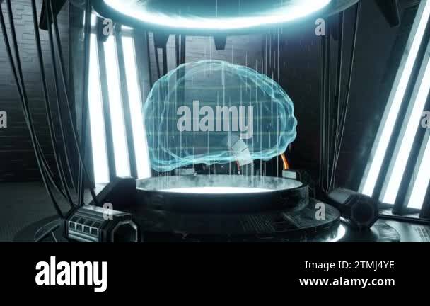 Deep learning AI brain, neural network concept. Artificial intelligence cloud computing with big ...