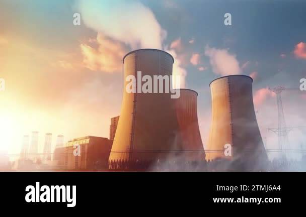 Nuclear power plant generates clean energy through nuclear. Safe and ...