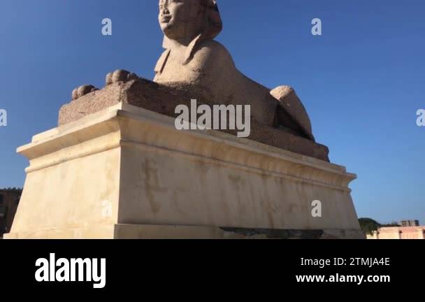 Beside the monolithic column, stands the Roman copies of the Sphinx ...