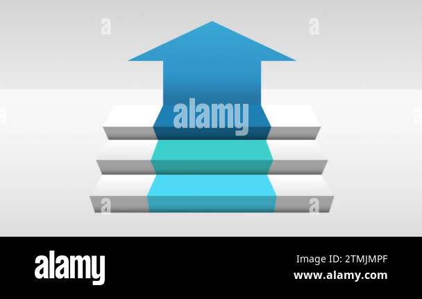 Three 3D stair step. arrow square intro title box diagram chart ...