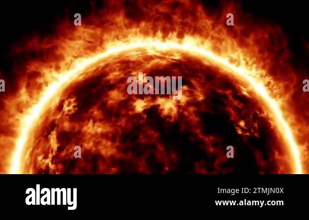 3d sun surface light space black background Bright glowing 4K Dynamic ...