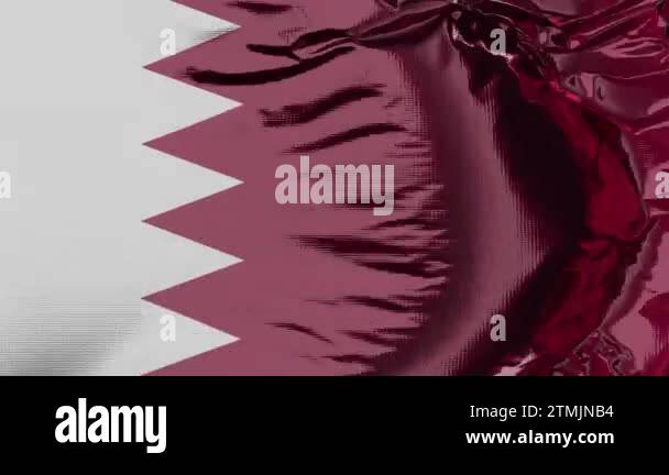 Flag of Qatar Waving in the wind, Qatar National flag wave, fabric ...