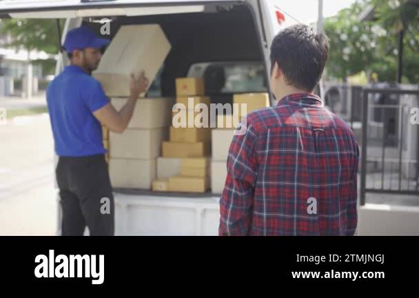 Delivery asian postman parcel box Stock Videos & Footage - HD and 4K ...