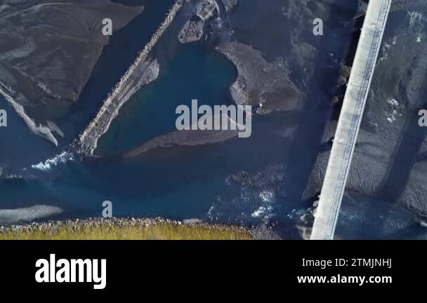 Aerial view of icelandic landscape and black fields, scandinavian ...