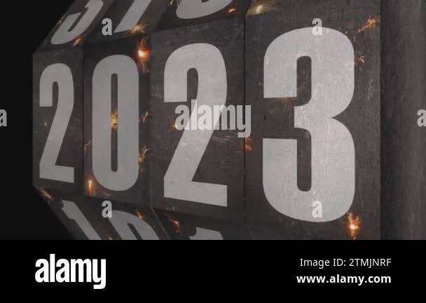 Rotating mechanical steampunk vintage timer switching from year 2022 to ...