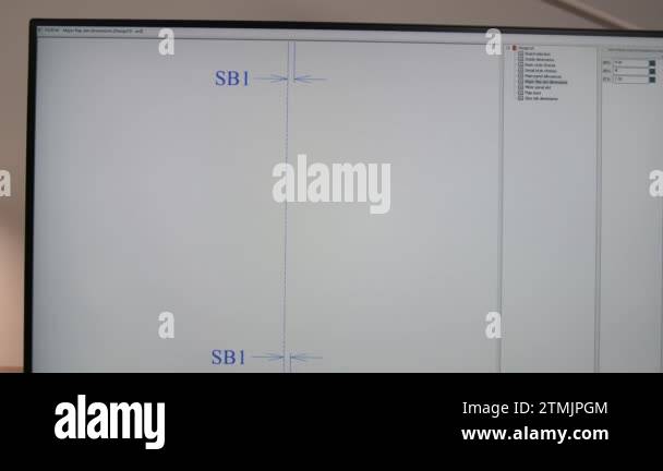 Drawing blueprint of detail with dimensions and marks with computer ...