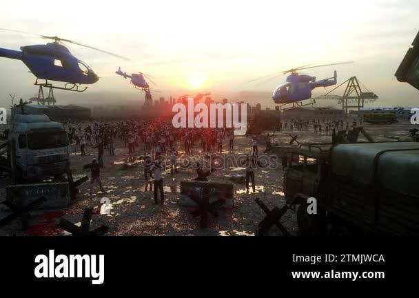 horror zombie crowd walking. Apocalypse view, concept. Realistic 4K ...