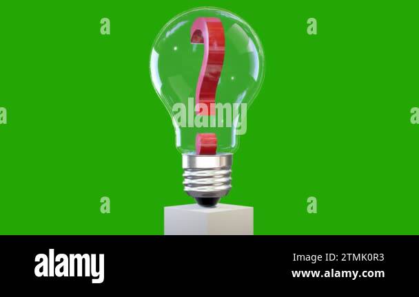 3D question mark revolving inside of a classic lightbulb, loop, Green ...