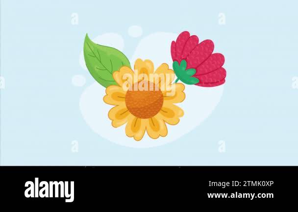 sunflower garden nature plant animation ,4k video animated Stock Video ...