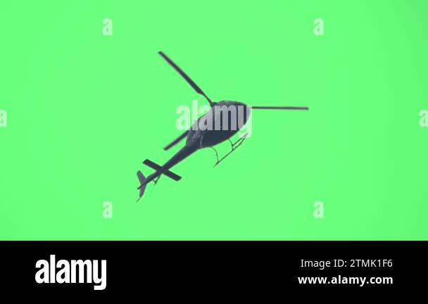 Helicopter flying on green screen low angle camera. Realistic ...