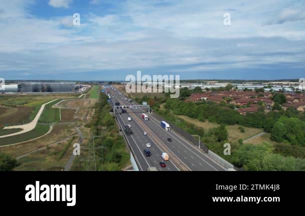 England, UK - 20 September, 2022: Aerial View of British Motorways With ...