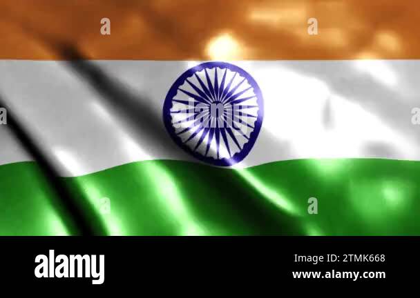 Seamless loop animation of the India flag. 4K India flag flying high at ...
